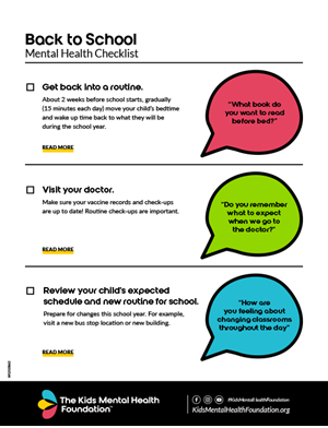 Back-to-School Mental Health Checklist - The Kids Mental Health Foundation